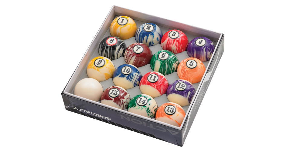 Action White Swirl Marble Pool Ball Set